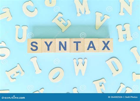 Study Syntax In Linguistics Concept Wooden Blocks Word Typography Flat Lay In Blue Background