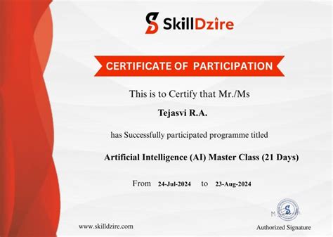 Tejasvi R A On Linkedin Hi Connections Took The Time To Attend A 21 Day Ai Masterclass Session