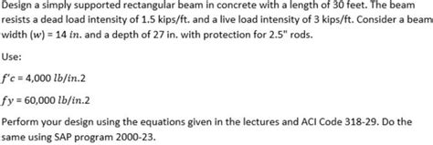 solved design a simply supported rectangular beam in