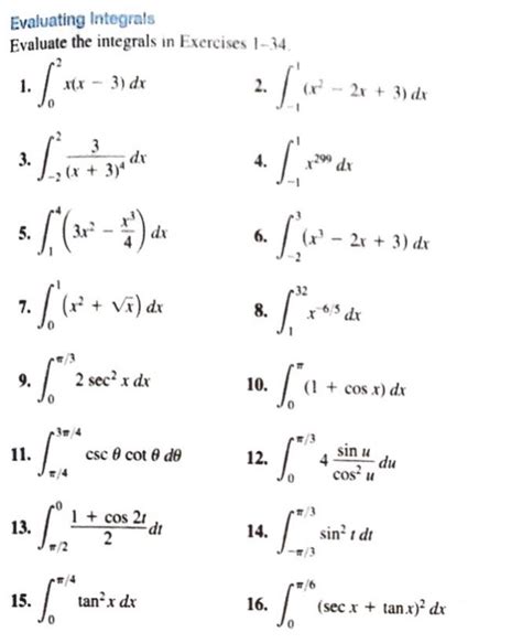 Solved Evaluating Integrals Evaluate The Integrals In Chegg Com
