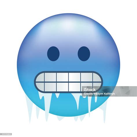 Cold Emoji Freezing Emoticon Icy Blue Face With Gritted Teeth Icicles