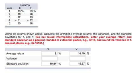 Solved Returns Year 13 16 12 23 28 15 12 18 2 10 Using