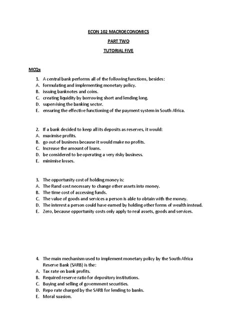 econ102 tutorial 5 2022 econ 102 macroeconomics part two tutorial