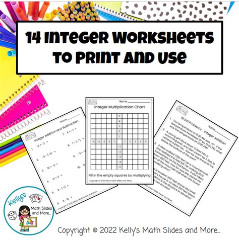 14 Integer Worksheets Printable Amped Up Learning