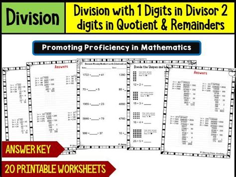 division with 1 digits in divisor 2 digits in quotient and remainders