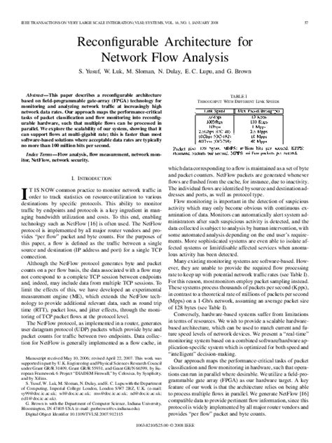 Pdf Reconfigurable Architecture For Network Flow Analysis