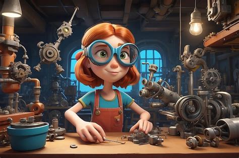 Premium Photo Pushing Technological Limits Eccentric Engineer Emily