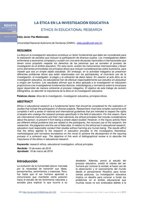 Pdf La ética En La Investigación Educativa