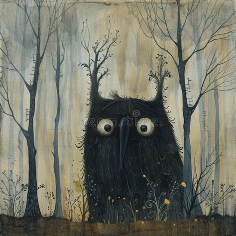 Forest Creature Dark Whimsical Art Painting Fantasy Illustration