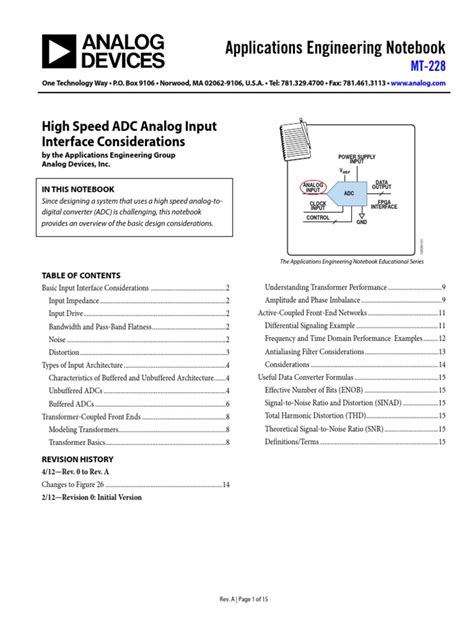 Applications Engineering Notebook High Speed Adc Analog Input