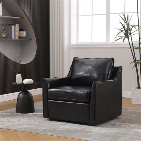 Deolme Black Leather Chair Mid Century Modern Faux Leather
