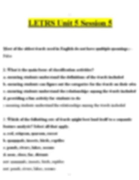 Letrs Unit 5 Session 1 6 And Letrs Unit 5 Assessment All In One