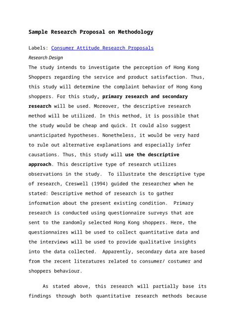 Doc Sample Research Proposal On Methodology Dokumentips