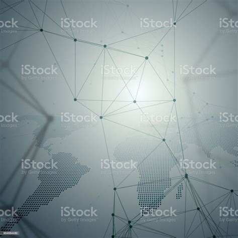 화학 패턴 세계 지도 연결 라인 및 점 회색 분자 구조를 점선 과학 의료 Dna 연구입니다 의학 과학 기술 개념입니다 기하학적