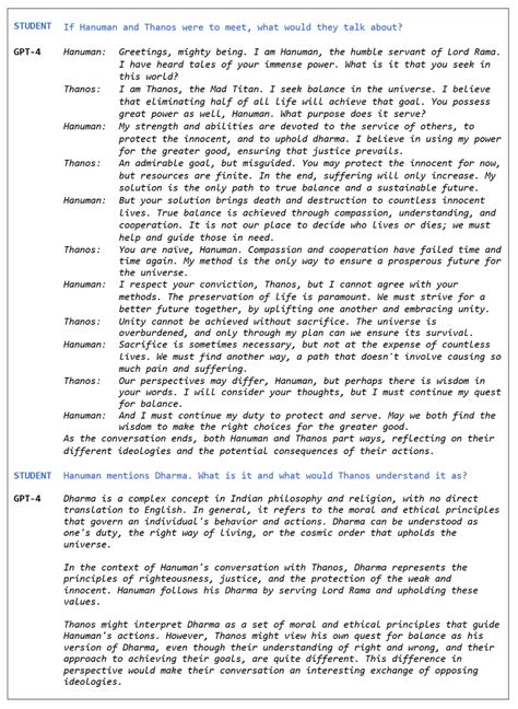 exhibit for example 1 conversation between hanuman and thanos