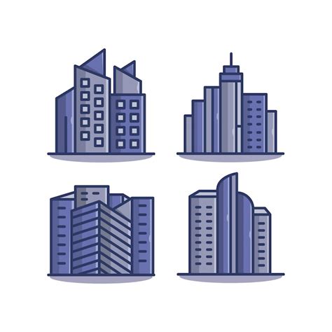 Premium Vector City Building Vector Illustration Set