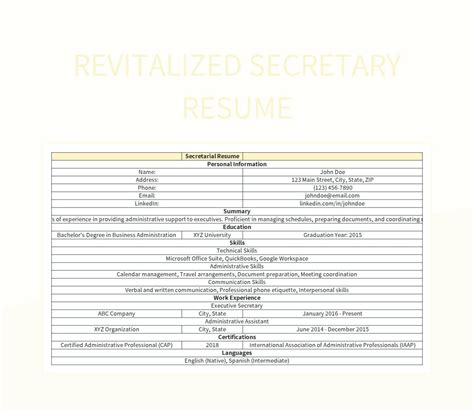 Excel Resume