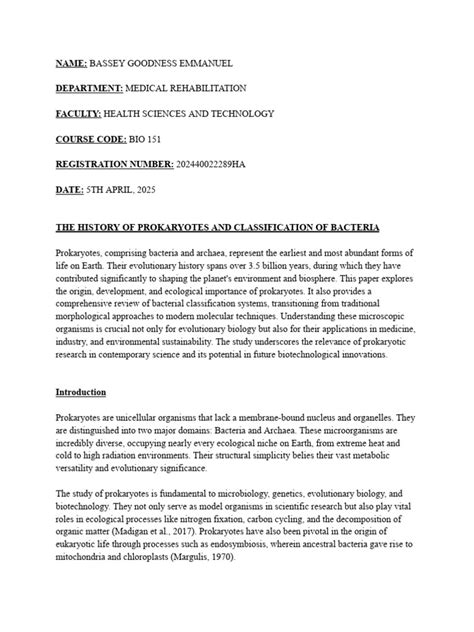 History Of Prokaryotes And Classification Of Bacteria 3 Pdf