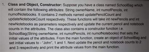 Solved 1 Class And Object Constructor Suppose You Have A