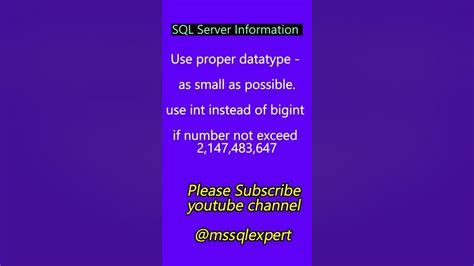 Sql Tips Datatypes Sql Sqlserver Youtube