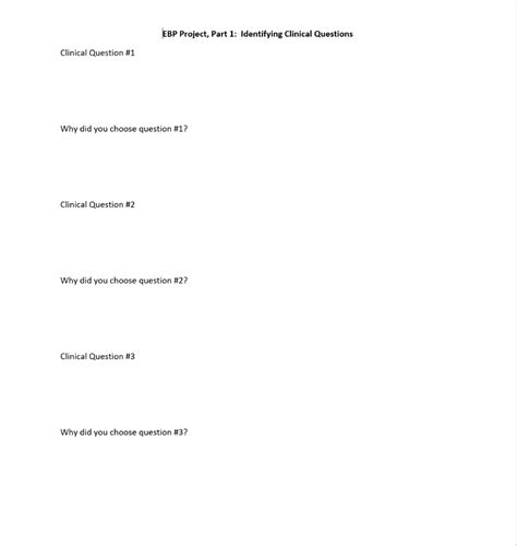 Solved Ebp Project Part 1 Identifying Clinical Questions