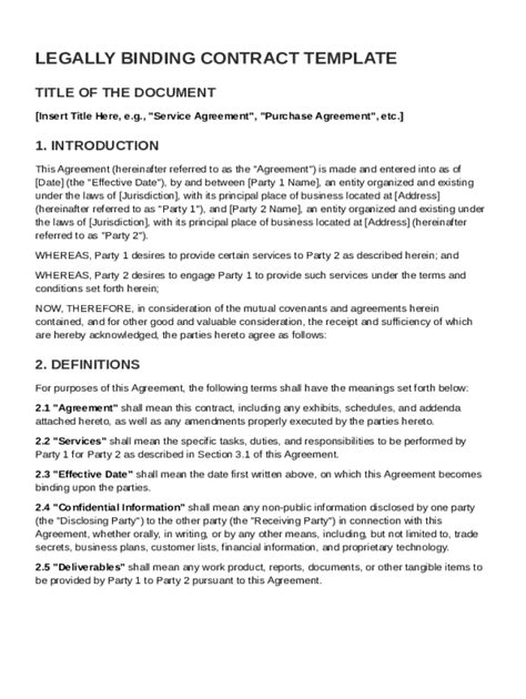 Legally Bind Contract Template Fill Out And Sign Online Dochub