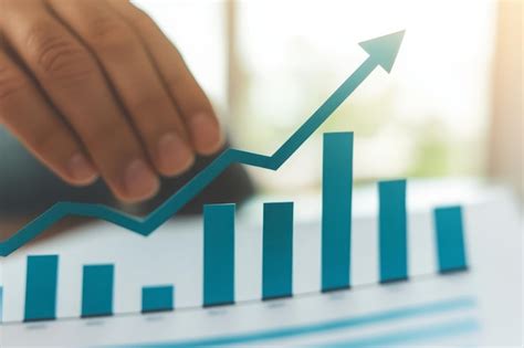 Hand Interacting With A Blue Upward Graph Premium Ai Generated Image