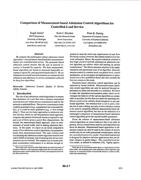 Pdf Comparison Of Measurement Based Admission Control Algorithms Forcontrolled Load Service