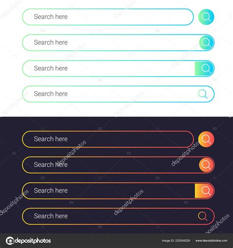search bar vector element design set search boxes template stock vector