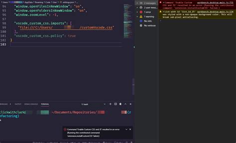 Errorstallcustomcss Failed · Issue 141 · Be5invisvscode