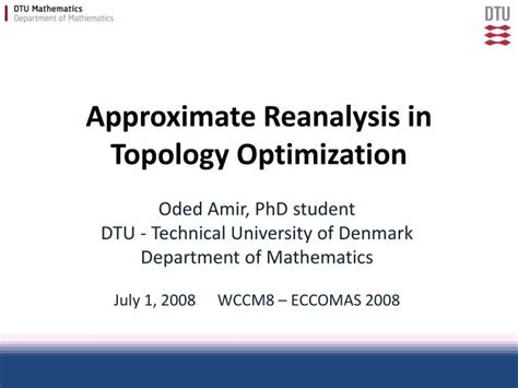 ppt approximate reanalysis in topology optimization powerpoint