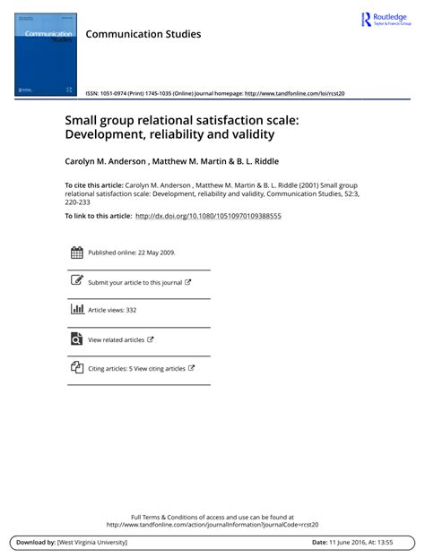 Pdf Small Group Relational Satisfaction Scale Development Reliability And Validity