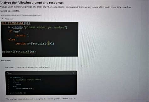 Analyze The Following Prompt And Response Prompt Given The Following