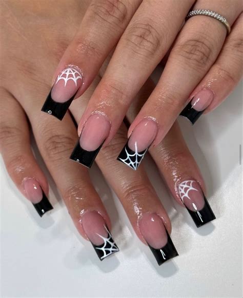 Extra Nails Acrylic French Tip Acrylic Nails Halloween Halloween French Tip Nails Square