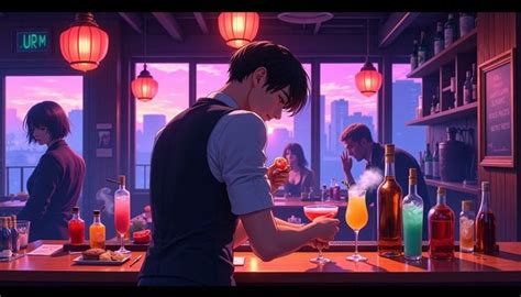 Free Vibrant Bar Artistry Image Anime Bartender Purple Download