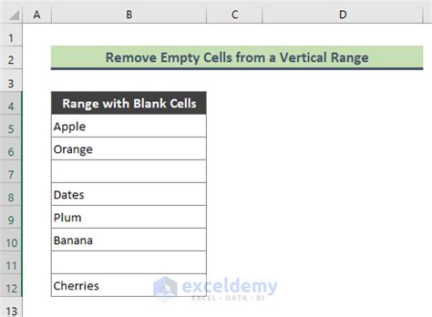 How To Remove Blank Cells From A Range In Excel Methods