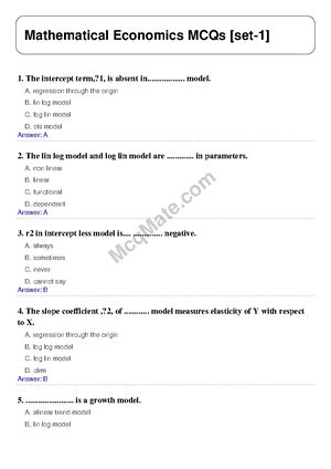 Mcq Regression And Correlation With Correct Answers 1 MCQ Of REGRESSION AND CORRELATION MCQ 14