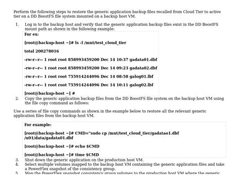 restore the generic application backup files from active tier dell