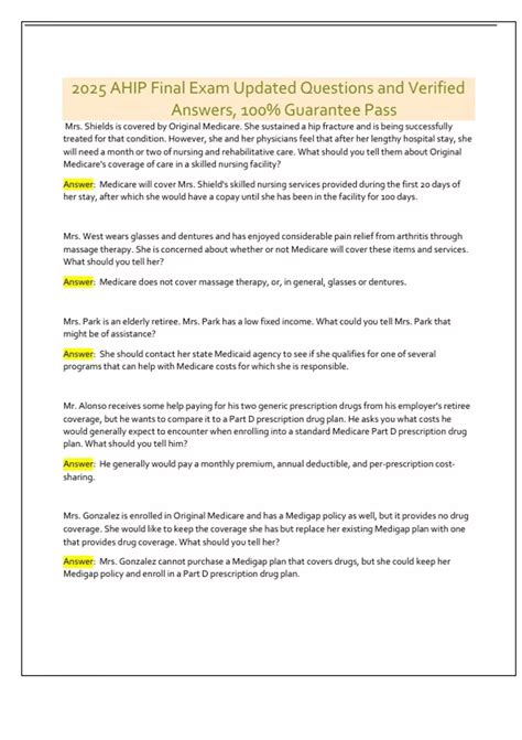 2025 Ahip Final Exam Updated Questions And Verified Answers 100 Guarantee Pass2025 Ahip Final