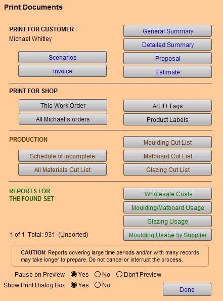 Print Work Order Product Labels