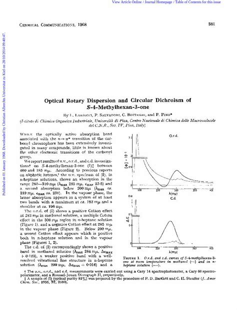 Pdf Optical Rotary Dispersion And Circular Dichroism Of S 4