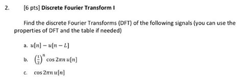 Solved Pts Discrete Fourier Transform I Find The Chegg