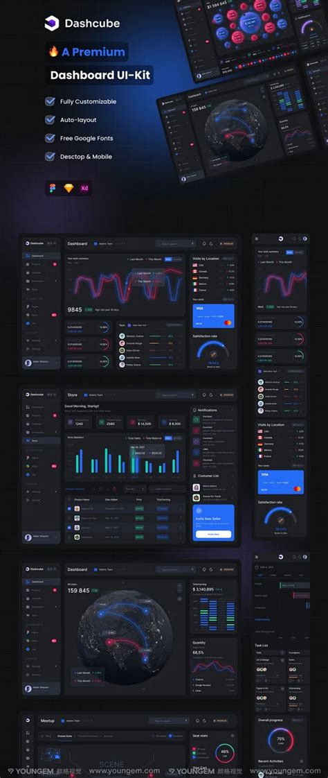 星际太空站数据可视化响应式网页设计sketch模板下载 颜格视觉 花瓣网