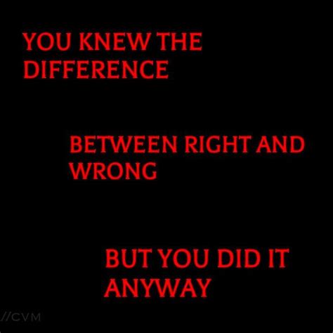 You Knew The Difference Between Right And Wrong Red Aesthetic Quote