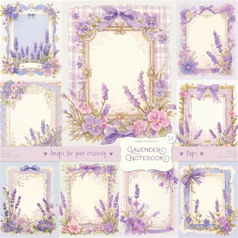 Lavender Notebook 50 Images Digital Planner Empty Pages Invitations