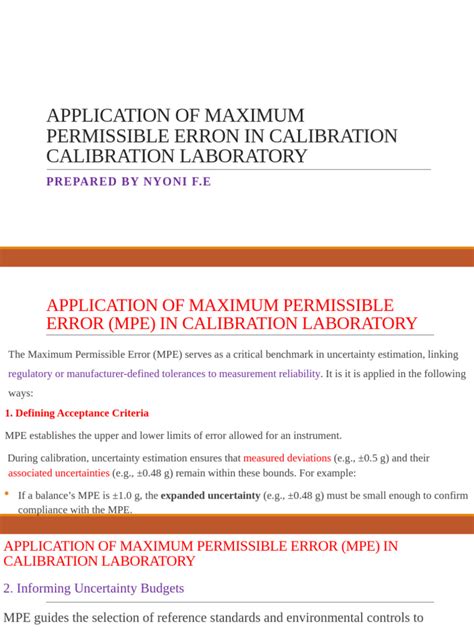 Application Of Maximum Permissible Erron In Calibration Calibration Pdf Calibration