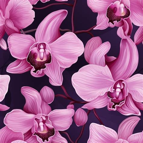 Premium Ai Image Orchid Pattern For Packaging