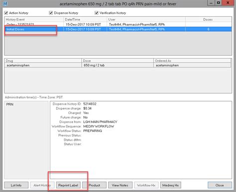 Reprint Patient Specific Medication Label Pharmacy