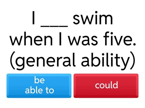 Esl Be Able To Vs Can Could Quiz