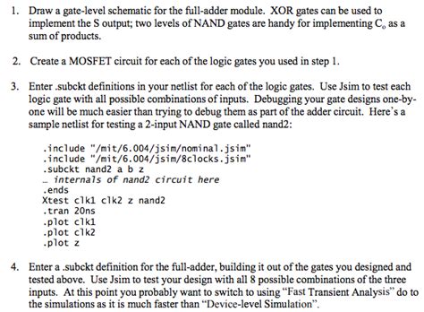 Solved Draw A Gate Level Schematic For The Full Adder Chegg Com
